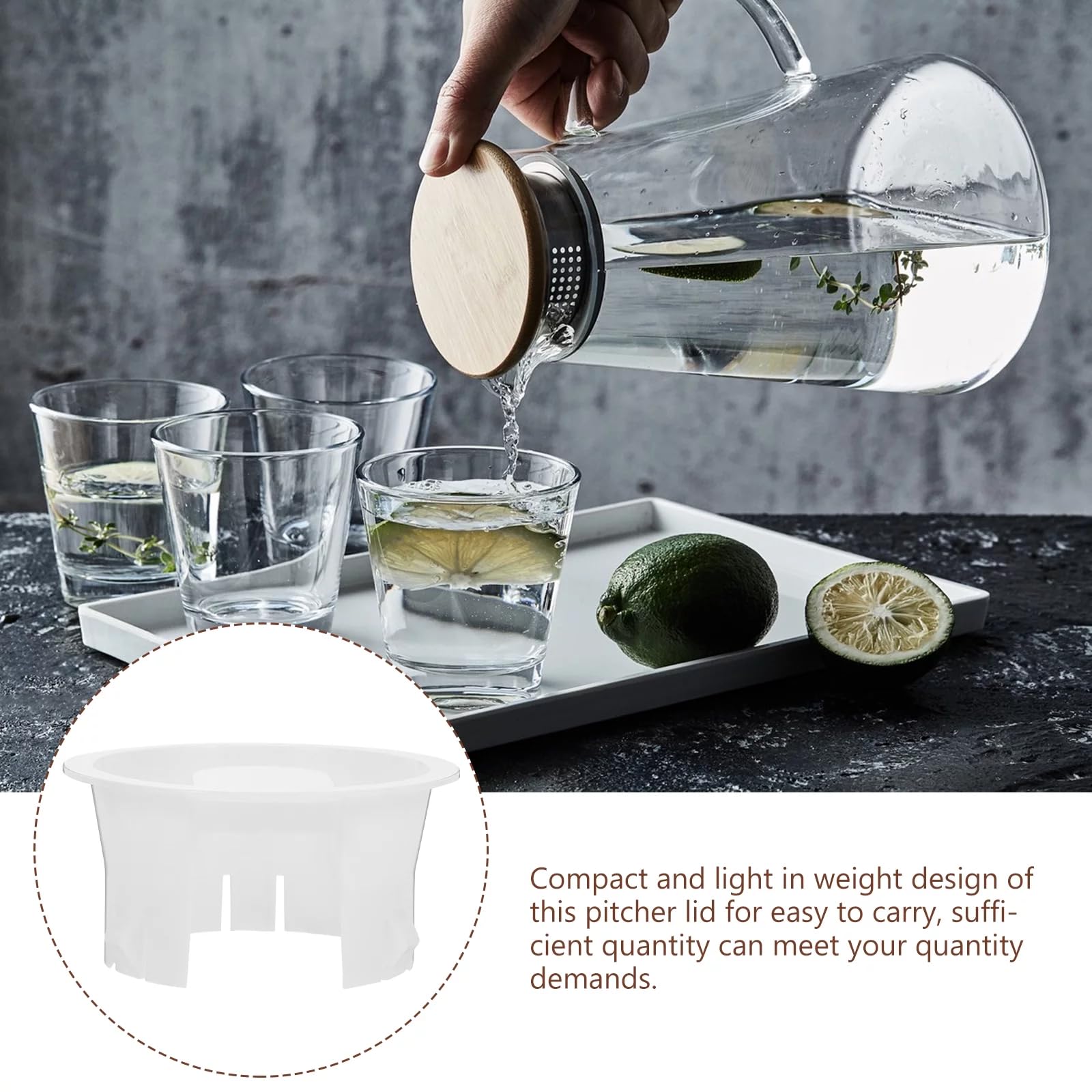 2Pcs White Glass Water Pitcher Lids Food Grade Plastic Anti-Dust Splash Resistant Stoppers Covers for Beverage Carafe Glass Pouring Pitcher One Size,Beverage Serveware,Jugs