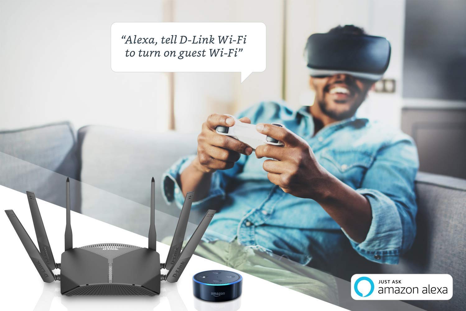 D-Link WiFi Router AC3000 Mesh Smart Internet Network Compatible with Alexa & Google Assistant, MU-MIMO Tri Band Gigabit Gaming Mesh (DIR-3040-US) (Renewed)
