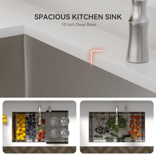 32 Undermount Kitchen Sink - Lordear 32 Inch Undermount Sinks Stainless Steel Single Bowl Kitchen Sink Under Counter Basin 32X19X10 Inch Round Corner