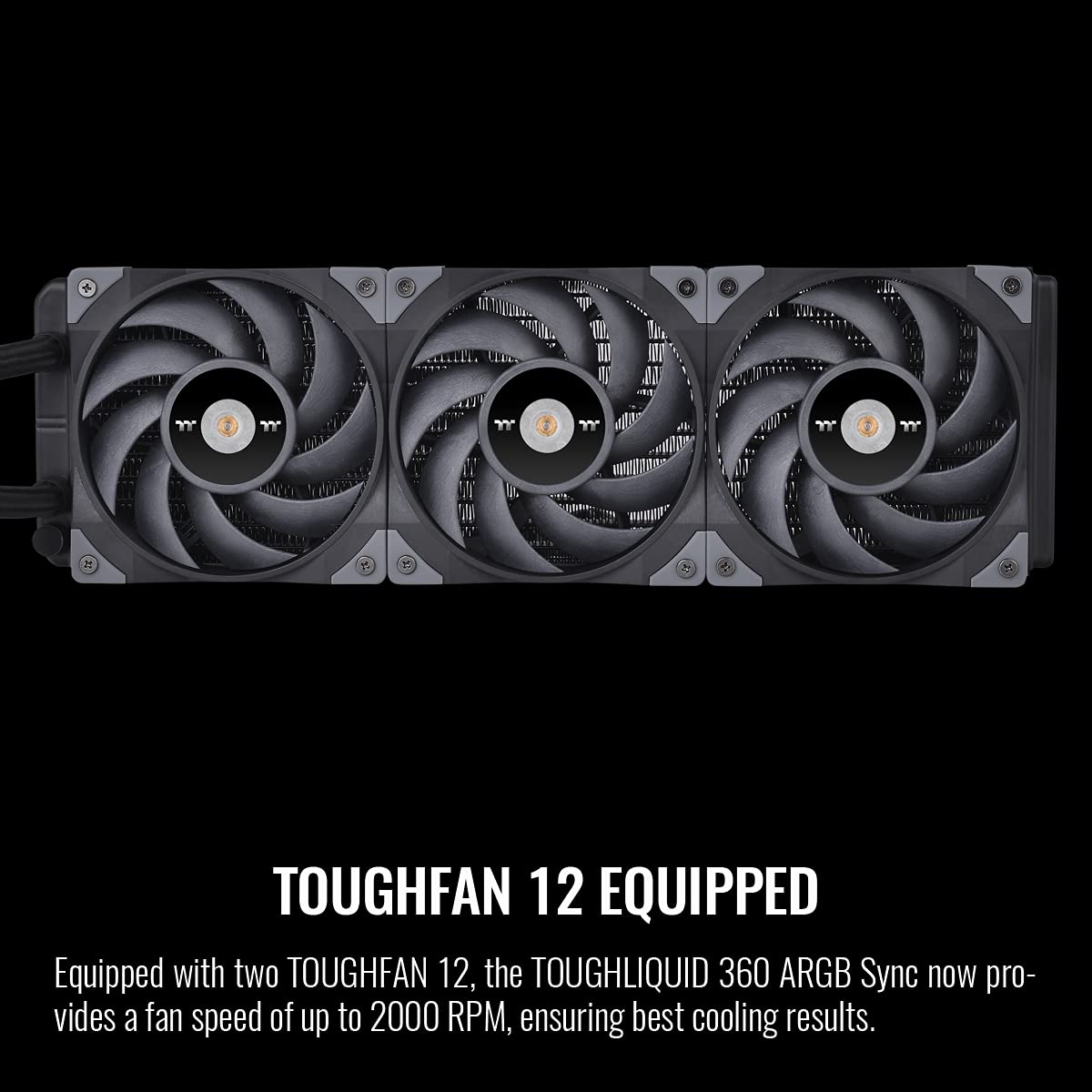 Thermaltake TOUGHLIQUID 360 ARGB Motherboard Sync All-in-One Liquid CPU Cooler, AMD (AM4) / Intel (LGA 1200), 360mm High Efficiency Radiator CL-W321-PL12BL-A, Black