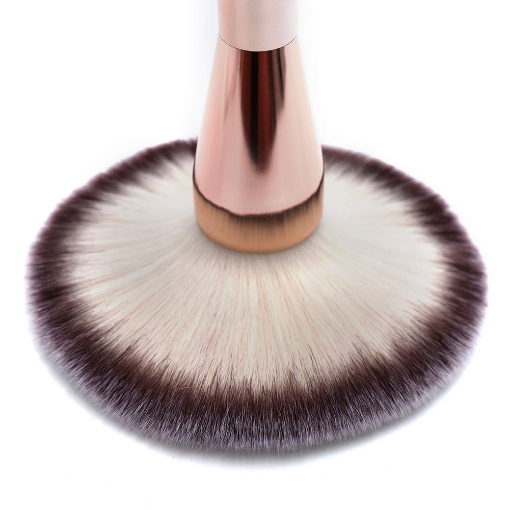 RN BEAUTY Makeup Brushes Large Powder Brush Foundation Blush Bronzer Contour Face Blender Mineral Blending Buffing Cosmetics Kabuki Full Coverage (Rose Gold/Black) 1 Count (Pack of 1)