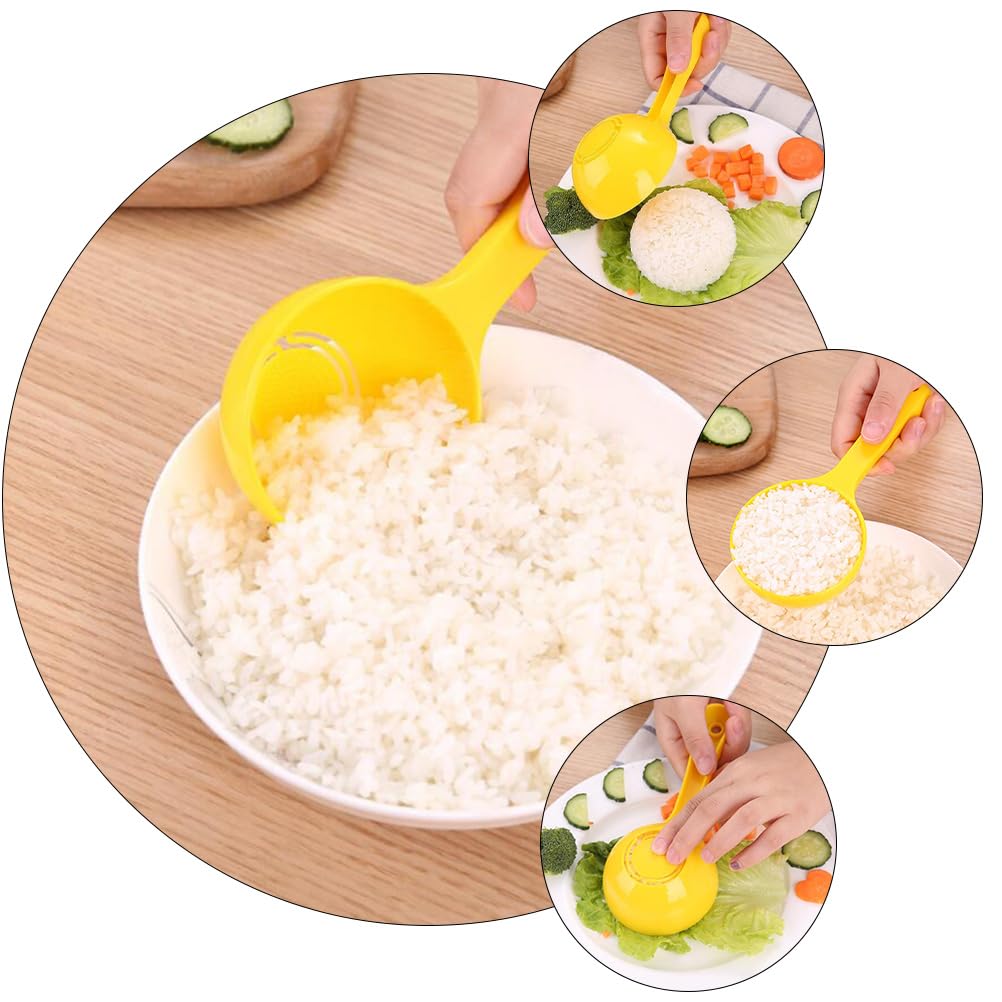 2Pcs Yellow Rice Paddle Scoop Mold For Rice Ball Making,Non-stick Sushi Mold Rice Ball Scooper Rice Spatula Kitchen Gadge for Home Kitchen Serving Spoon for Rice Sushi Making Rice and Potato Servers