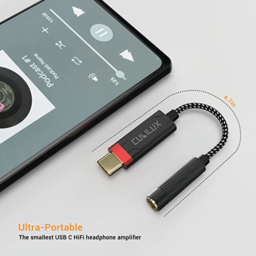 Cubilux Audio Hi-Res DAC, Portable USB C Headphone Amplifier Supports 96 KHz/24-Bit, Tiny Amplifier USB C to 3.5mm Audio Adapter for iPad 10 iPad Pro/Mini 6, Tab S7 S6, Pixel 7/7a Pixel 6 Pro 6a