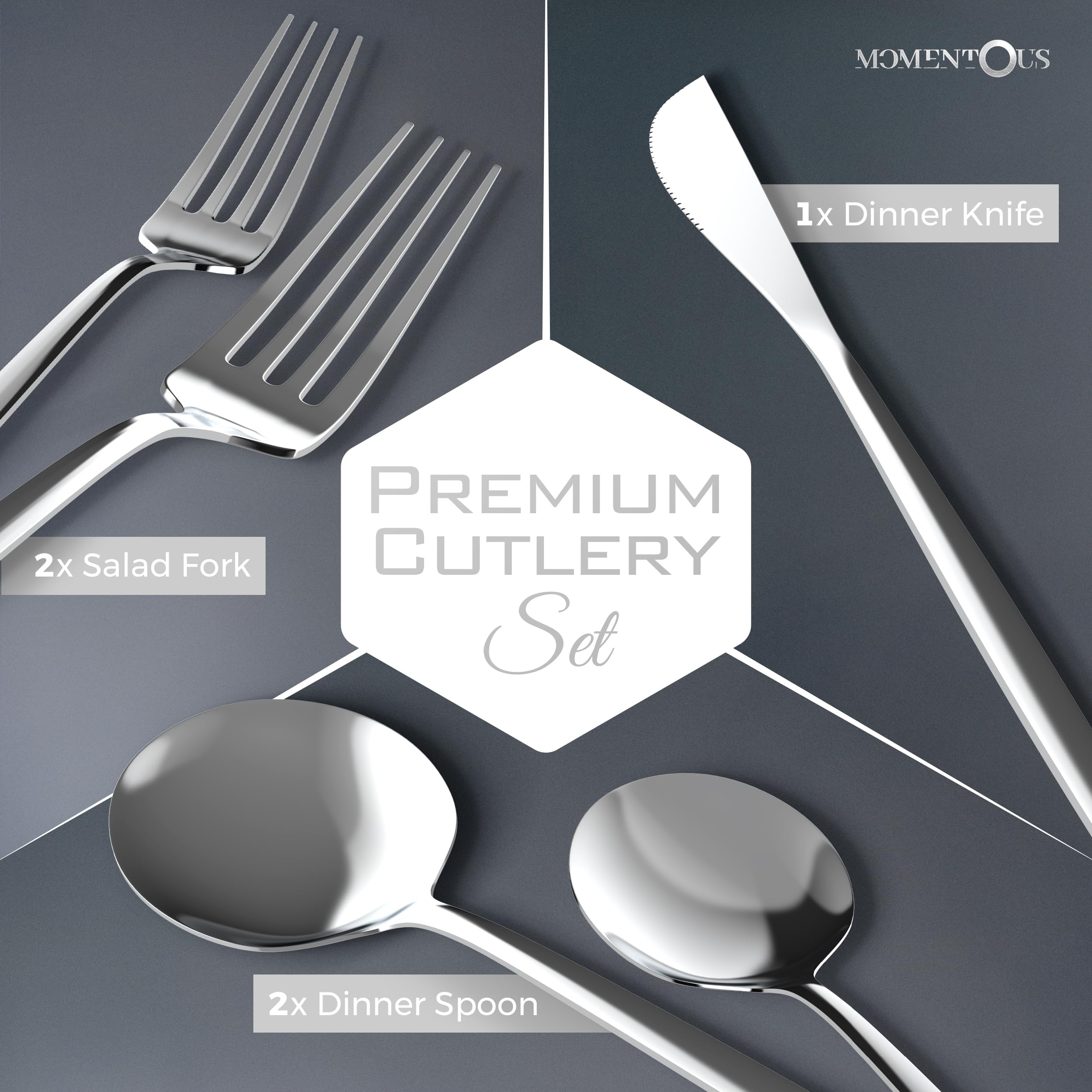 40 Piece Stainless Steel Flatware Sets for 8 with 1 Knife, 2 Spoons, and 2 Forks Kitchen Silverware Sets, Cutlery Set for 8, Kitchen Essentials