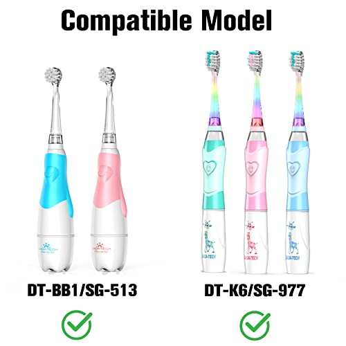 Dada-Tech Baby/Kids Electric Toothbrush Replacement Heads for DT-BB1, DT-K6, SG-513, SG-977 - Pack of 4 (Round)