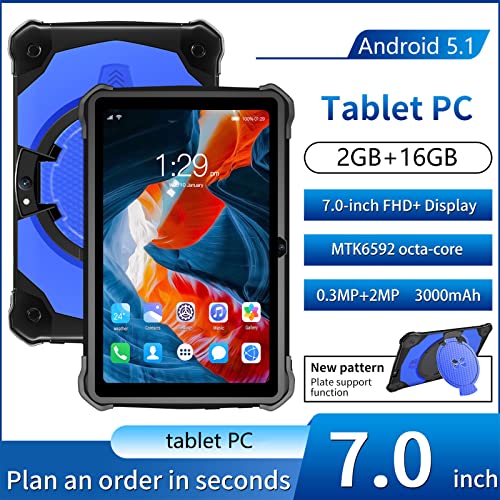 Android 5.1 Tablet, 7 inch Smart Tablet 2+16GB ROM 3000mAh WiFi Dual Camera Voice Call Game Tablet Best for Adults Working Childrens School Learning Birthday Gift