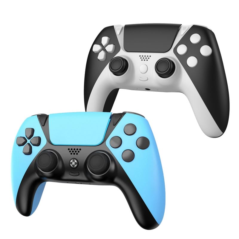 2 Pack Gaming Controller for PS4 Controller,Wiv77 Wireless Controller for Playstation 4 Controller,Remote Control with Headphone Jack/Long Battery Life/Upgraded Joysticks,CamoBlue and SkullBlack,Cheap