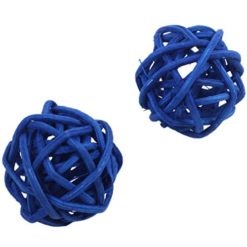 Andifany 12 pcs 3cm Rattan Wicker Ball for Garden, Wedding, Party Decoration (Royal Blue)