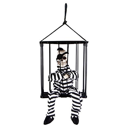 Akabsh Halloween Decoration Series Halloween Skeleton Prisoner Horror Decoration, with Light and Sound Functions