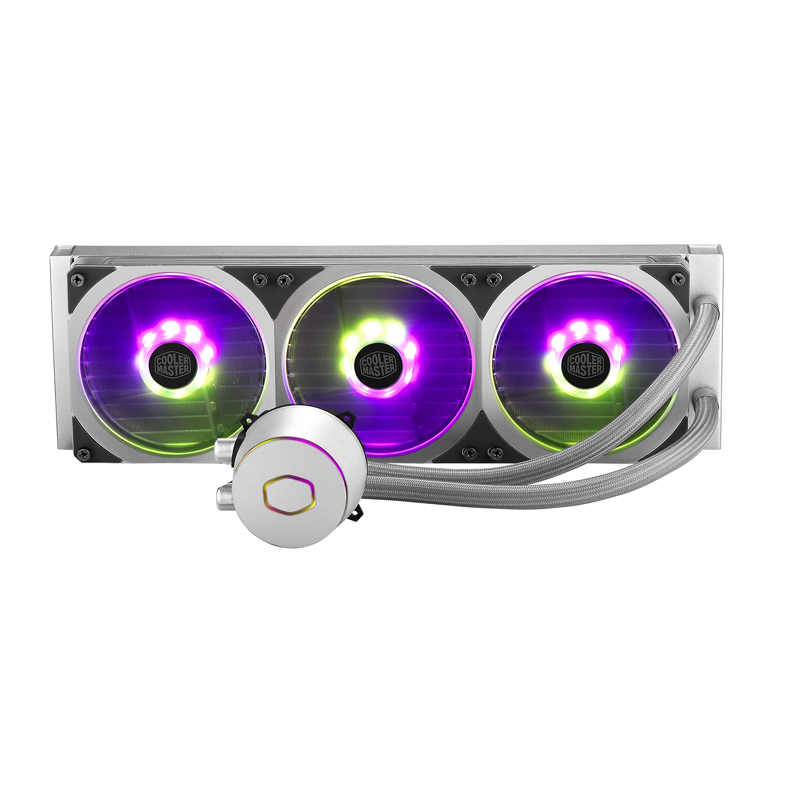 Cooler Master MasterLiquid ML360P Silver Edition Liquid Cooler, All-in-One (AIO) Liqiod Cooler, 360mm Radiator, 1 x 360mm PWM SF360R ARGB Fan, Integrated Fan Frame Design, Aluminum Pump Cover