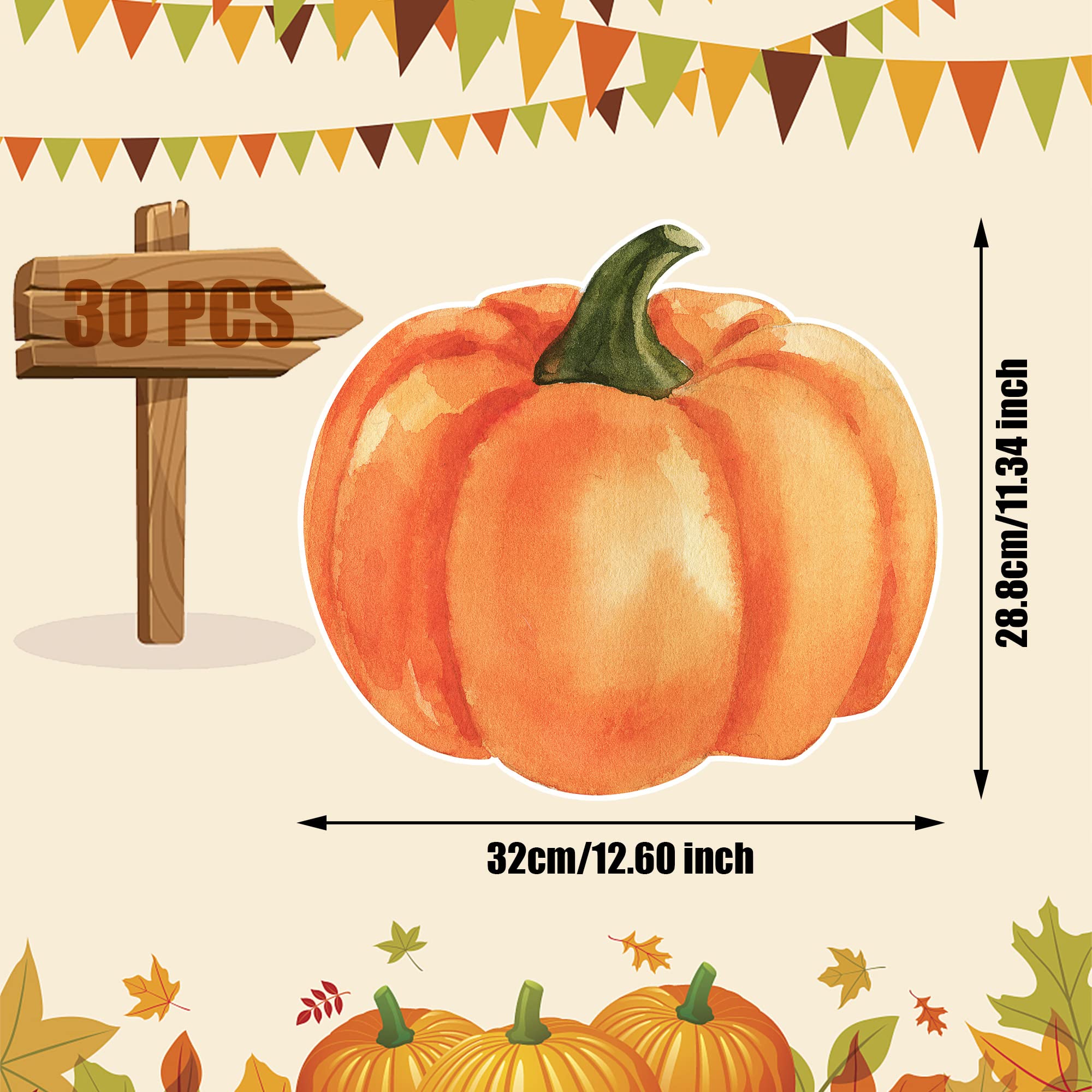 30 PCS Pumpkin Paper Place Mats Fall Disposable Table Placemats Thanksgiving Autumn Party Tablemats Orange Paper Table Mats for Harvest Halloween Holiday Table Decor Kitchen Home 12.6 x 11.3 inch