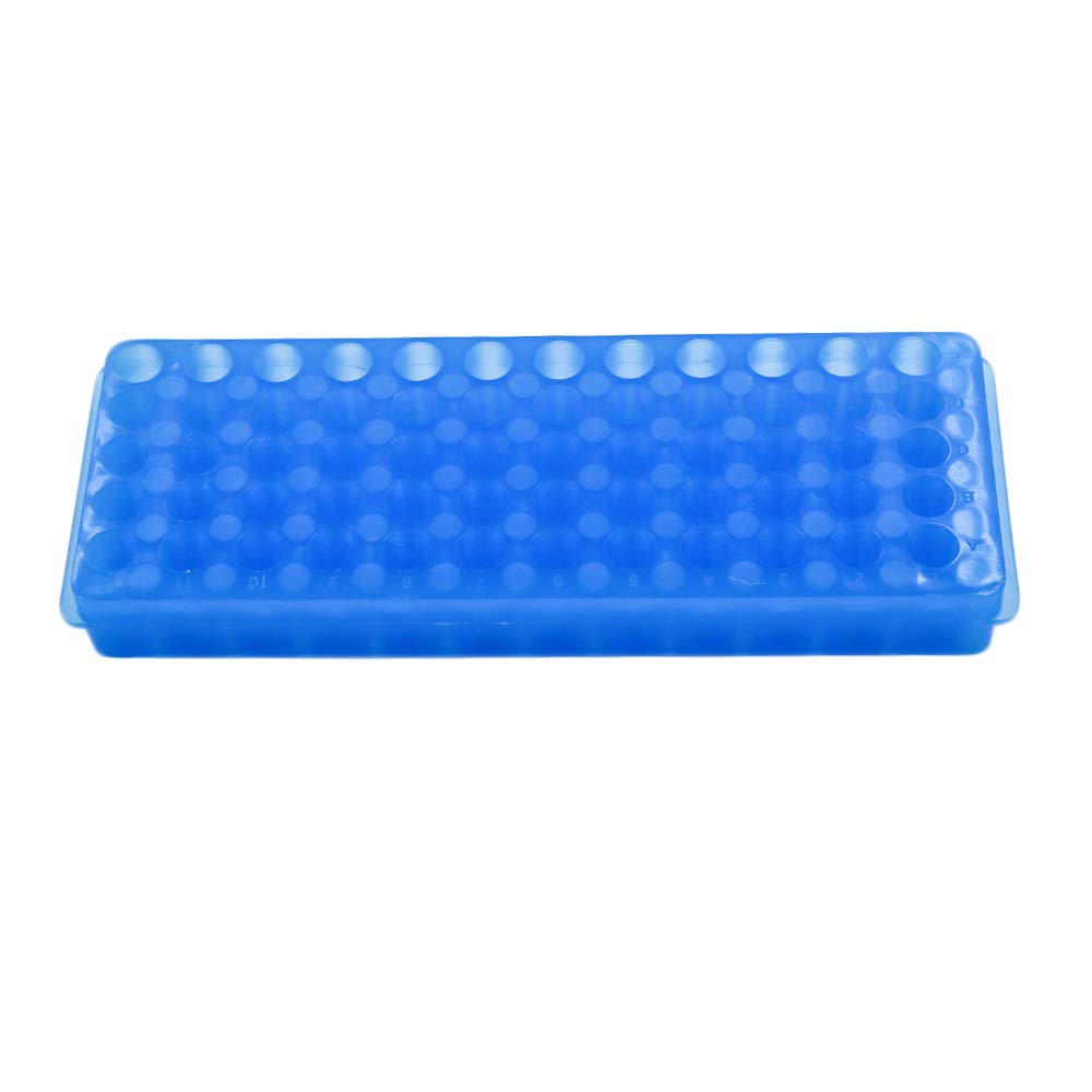 Dahszhi 2Pcs PCR Tube Rack, Double Panel Microcentrifuge Test Tube Rack Holder for 0.5ml 1.5ml 2ml Test Tube, 60-Well, Blue
