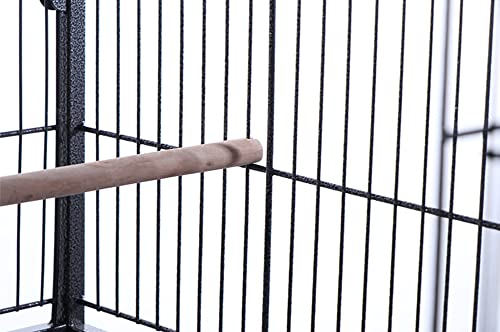 33 Inch Wrought Iron Bird Cage with with Play Open Top and Rolling Stand for Mid-Sized Parrots Cockatiels Sun Parakeets Green Cheek Conures (White)