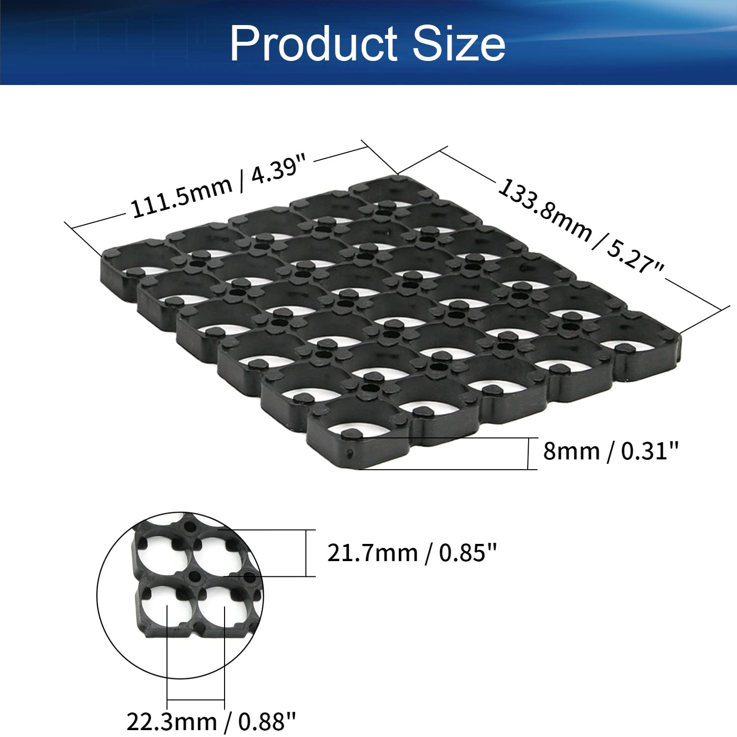 Heyiarbeit 5Pcs 5x6 Tandem 21700 Lithium Battery Holder Cell Spacer Bracket for DIY Battery Pack Hole Dia 21.7mm/0.85"
