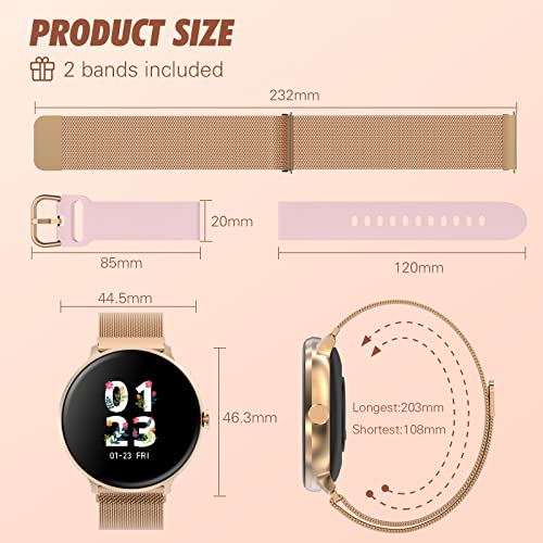 BEBINCA Smart Watch for Women Fitness Tracker Heart Rate,Sleep Monitor,IP68 Waterproof Smartwatch Activity Tracker Step Counter Compatible with iPhone Android Phones (Pink)