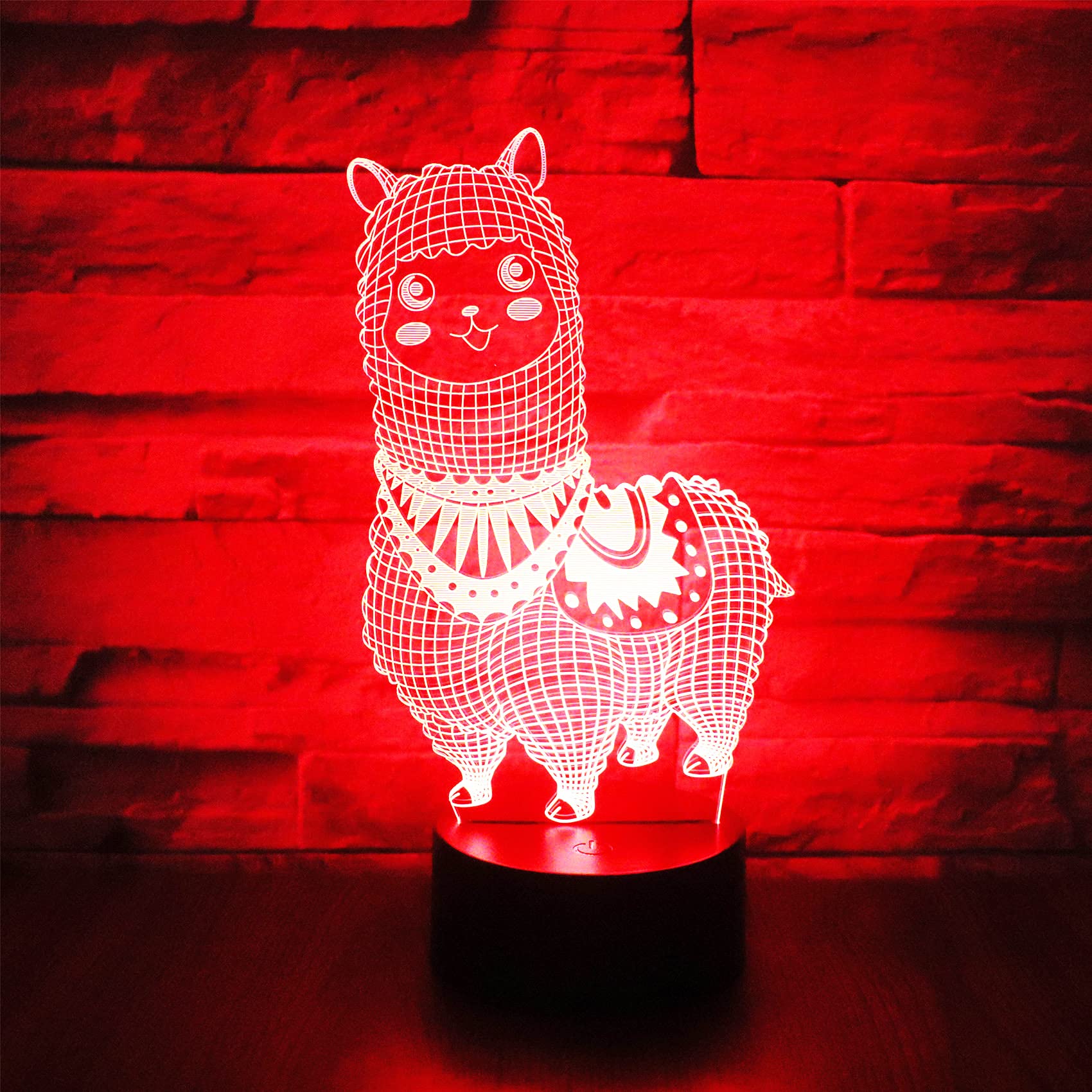 Hguangs Llama Lamp Desk Table Light Gifts 3D Optical Illusion Night Light for Llama Toys 7 Colors Changing Touch Control Home Decoration