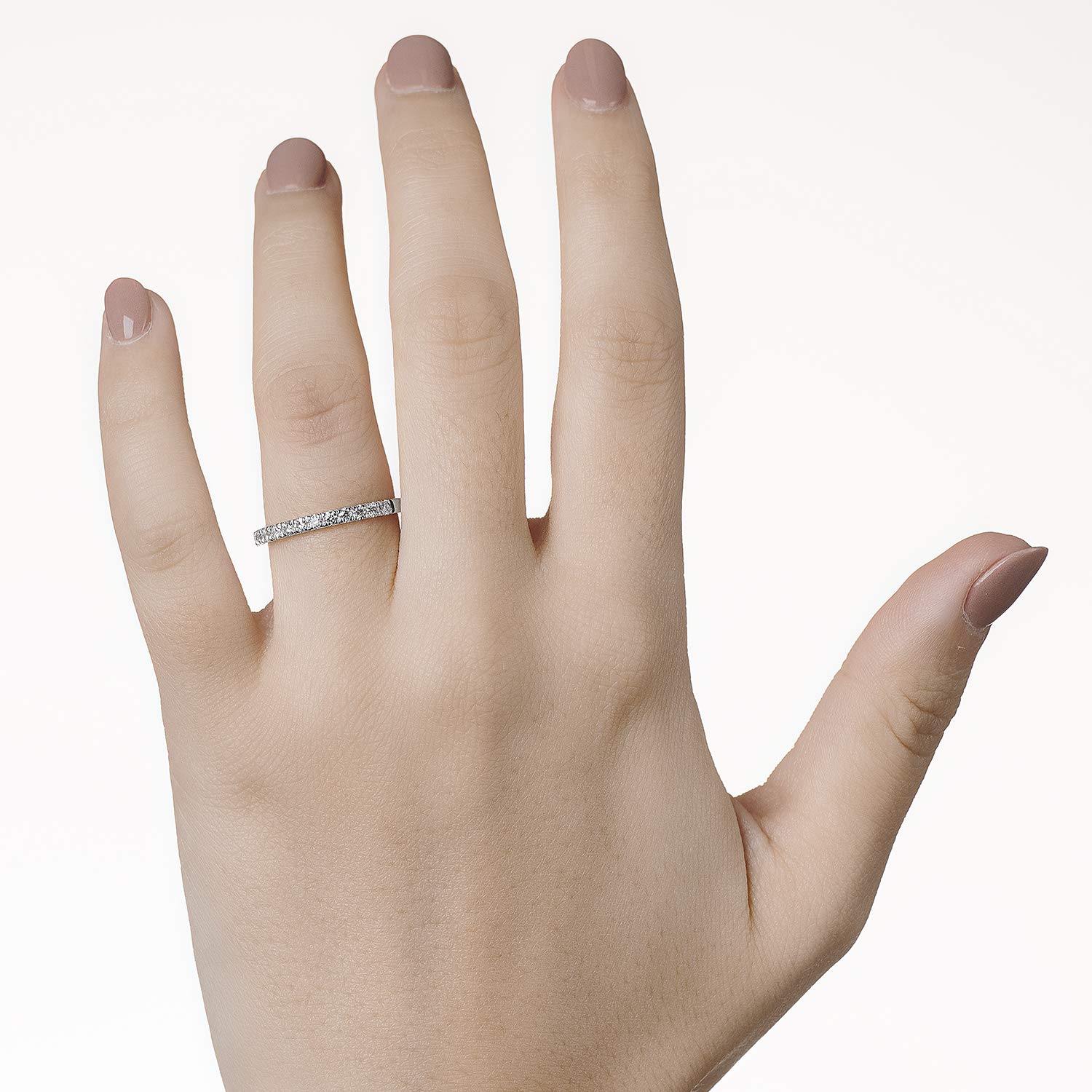 14K White Gold Forever One 1.8mm Round Moissanite Wedding Band-size 9 0.29cttw DEW by Charles & Colvard