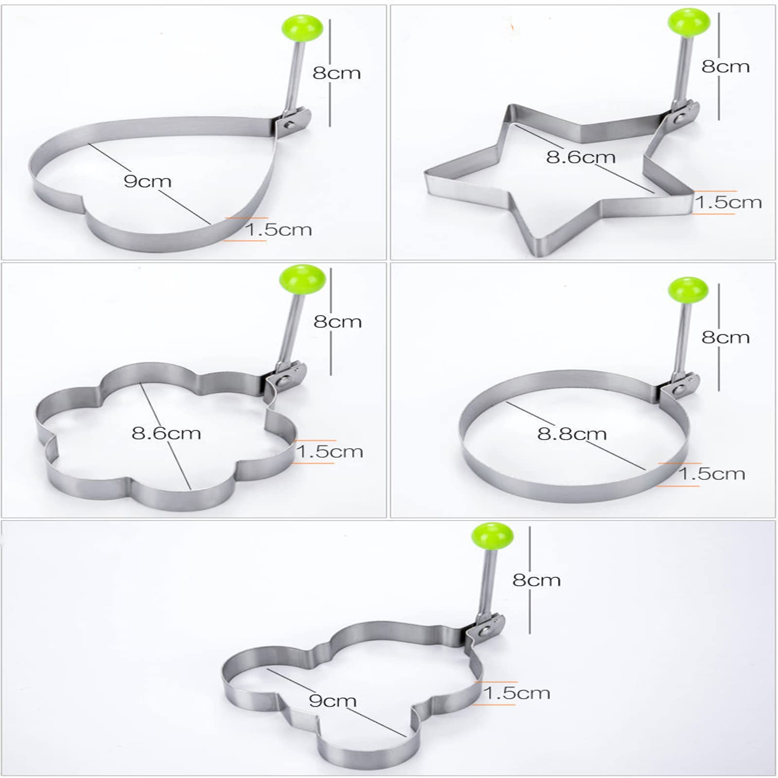 5pcs Egg Rings For Frying Eggs Nonstick,Egg Rings For Frying Eggs Fried Egg Rings