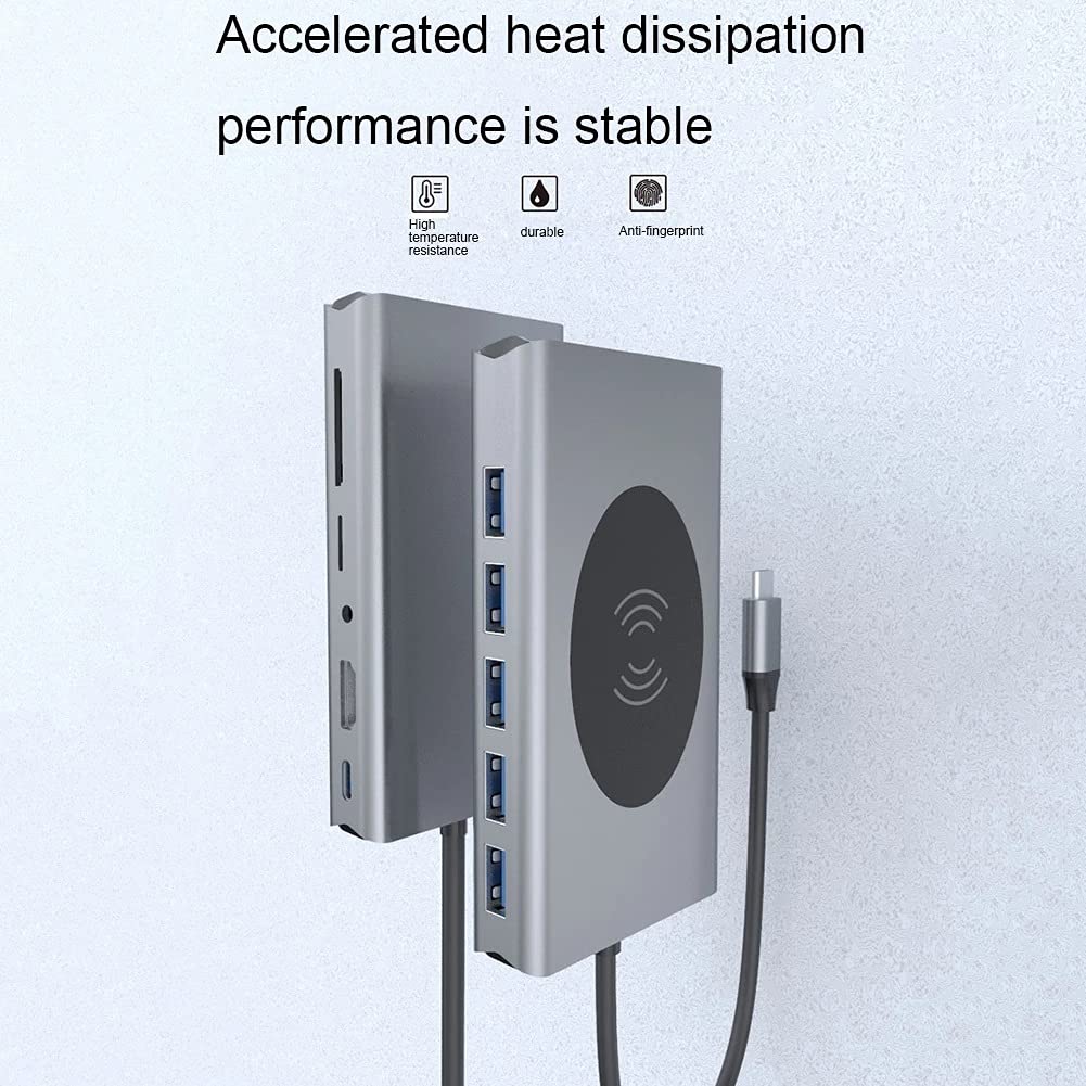 SHYPT USB Type C Hub USB 3.0 Type-C Hub to HDMI Adapter 4K Thunderbolt 5 USB C Hub with TF SD Reader Slot PD
