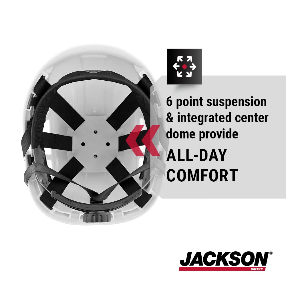 Jackson Safety CH400V Climbing-Style Hard Hat - Vented Construction Helmet with Chin Strap & Cup - ANSI Z89.1 & OSHA Compliant - (Multiple Colors)
