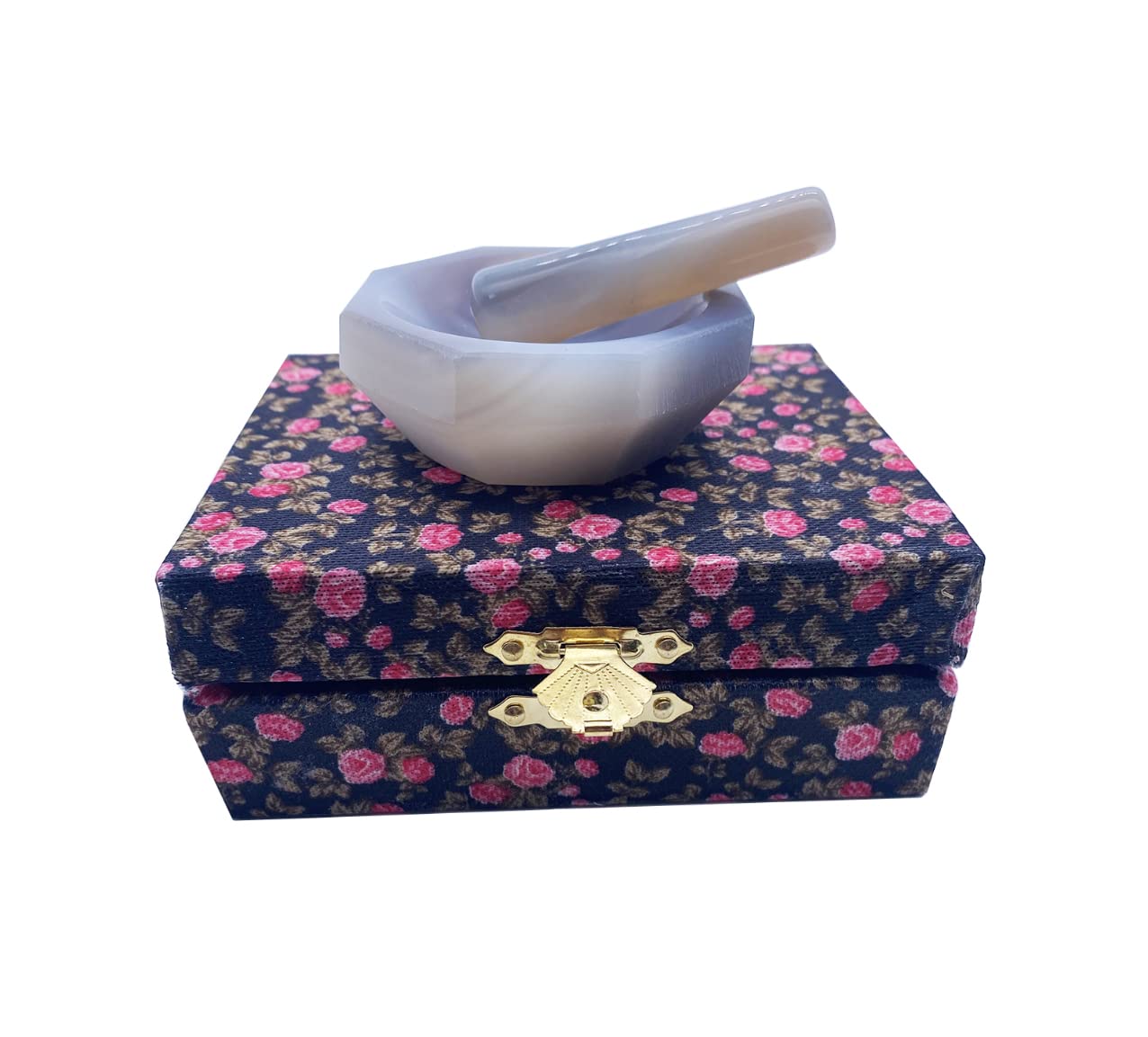 KOLAMOON ID: 50MM 1.97" Lab Grinding Natural Agate Mortar and Pestle Set Standard Form Inner Diameter 50mm Inner Depth 15 mm
