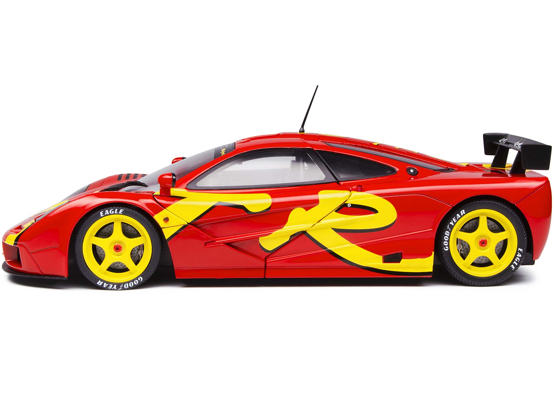 1996 McLaren F1 GTR Short Tail Launch Livery Red with Yellow Graphics 1/18 Diecast Model Car by Solido S1804102