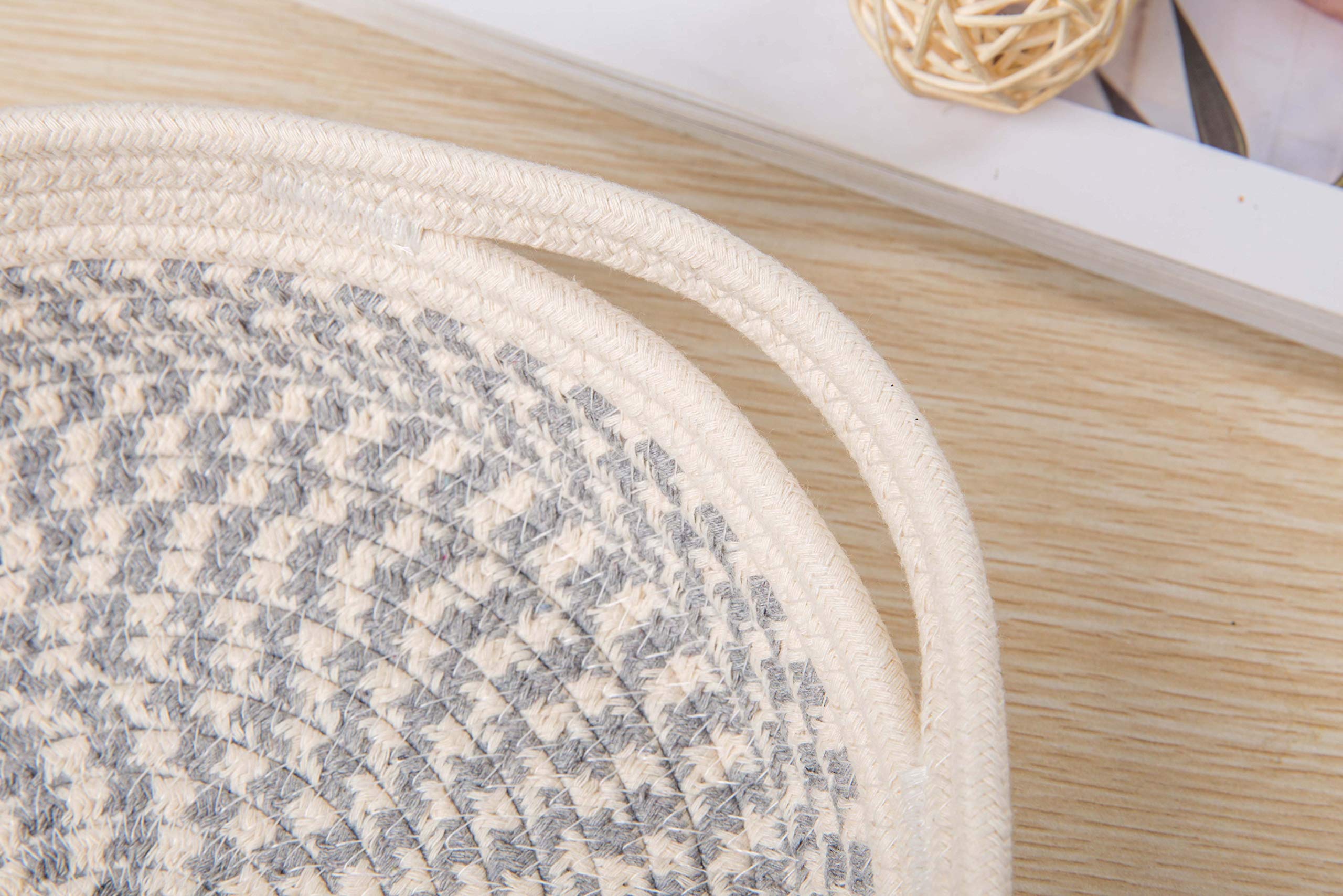 2 pack Small Storage Baskets, Desk Basket for Jewellery&Keys, Cute Rope Baskets, Small Basket Home Storage, Small Table Basket, Organizers and Storage, Small Woven Basket,(Camel & White - Hemp Rope)
