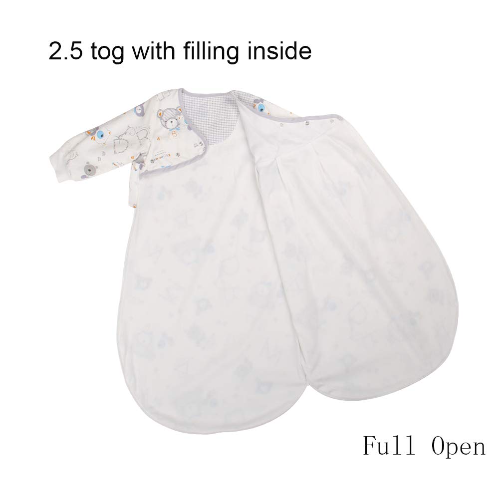 BLOOMSTAR Baby Sleeping Sack Long Sleeves (3-12M) Tog 2.5 Warm Newborn Sleeping Bag with Arms Quilted Swaddle Wearable Blanket Toddler Cotton Poplin Infant in a Bag Unisex Sleeper