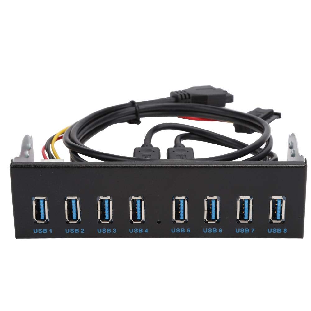 ASHATA USB Front Panel,USB3.0 19PIN 8 Ports Hub Optical Drive Extension Front Panel Adapter for PC Computer