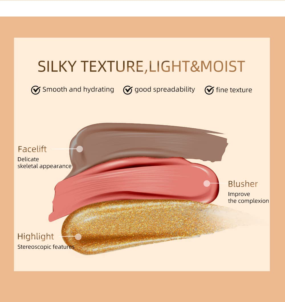 2 Colors Liquid Contour Beauty Wand, Highlighter and Bronzer Stick,Long Lasting & Smooth Natural Matte Finish,with Cushion Applicator Attached Easy to Blend. (1#/2#)