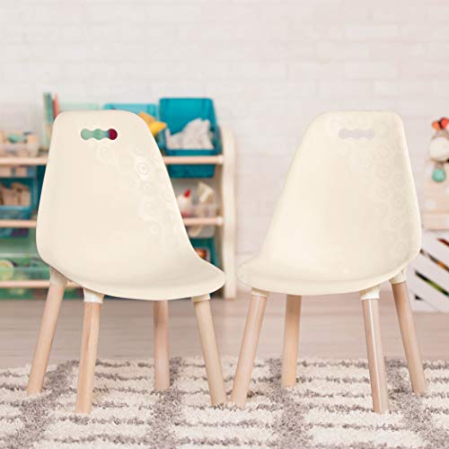 B. BX1865C1Z Spaces Set – 1 Craft Table & 2 Chairs – Natural Wooden Legs – Furniture for Kids – Ivory – 3 Years