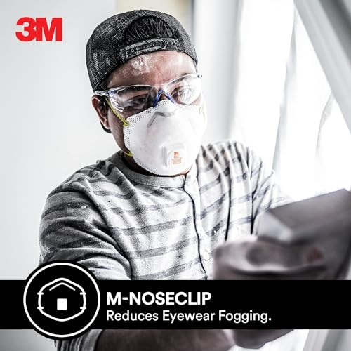 3M All-In-One Respirator, Best for Sanding, Fiberglass, Drywall, Painting, N95, Exhalation Valve Helps Direct Exhaled Air Downward, Relief From Dusts And Certain Particles, 10-Pack