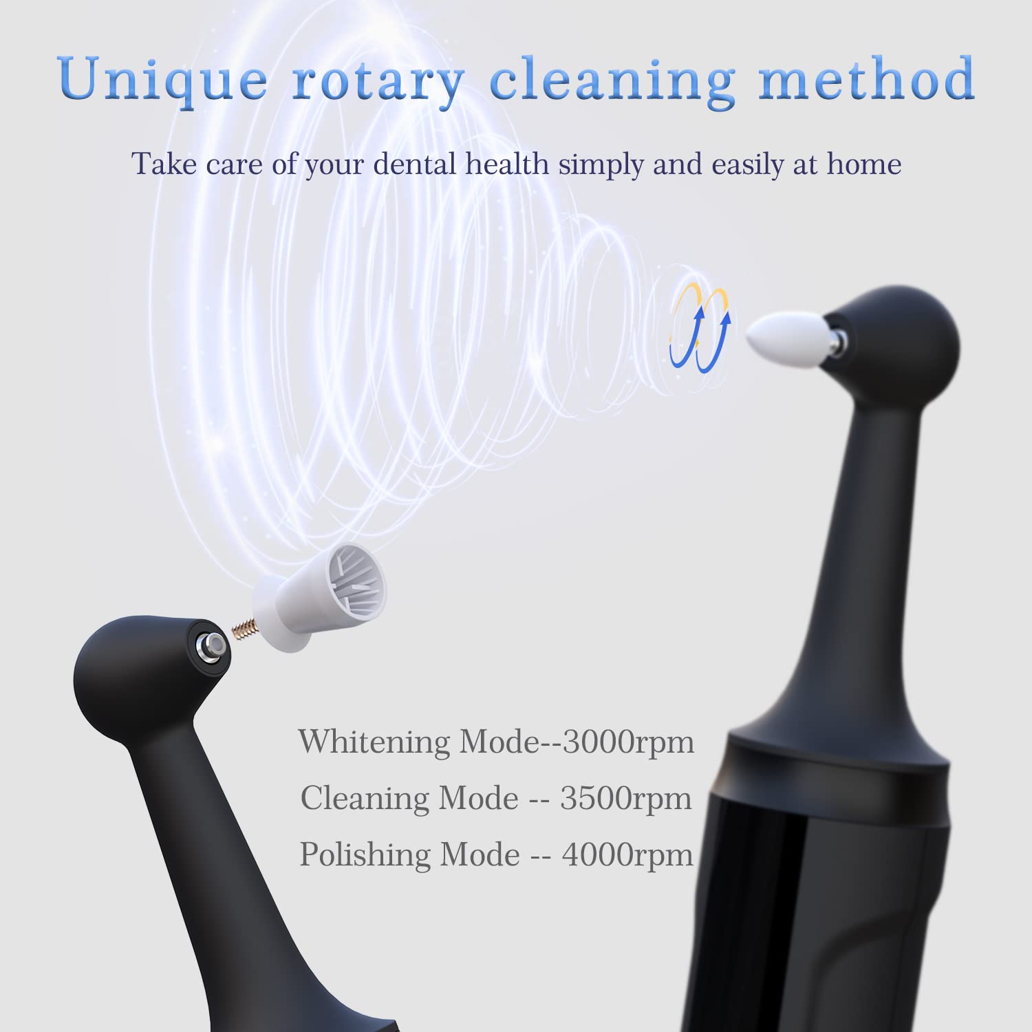 Akizbeir Electric Tooth Polisher, with 5 Replacement Heads, 2000mAh-Charging Model, Household Dental Tartar Calculus Remover Teeth Whitening Cleaning Kit for People and Pet Dog(Black)