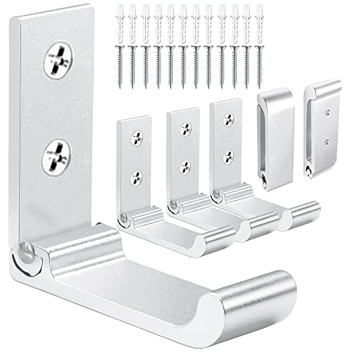 OHIYO Folding Coat Hooks 6pcs Fold Up Wall Hooks No Rust Aluminum Folding Hooks for Hanging Foldable Coat Hooks Wall Mounted Towel Hooks for Bathroom Hooks Wall Headphone Hanger (Matte Silver