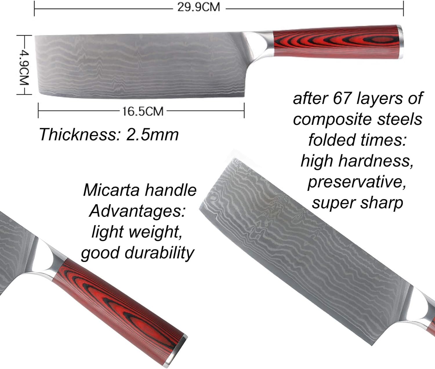 Jasni Chef Knife Professional High Carbon VG10 Damascus Steel Nakiri Knives Japanese 7 Inch Kitchen Knife, Fruit and Vegetable Chefs Knife, Ultra Sharp 67-Layer Forged Blade Knife