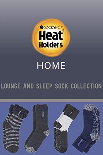 HEAT HOLDERS Mens Luxury Cozy Soft Fleece Lined Fluffy Bed Socks for Sleep (Charcoal (Lumi), 7-12)