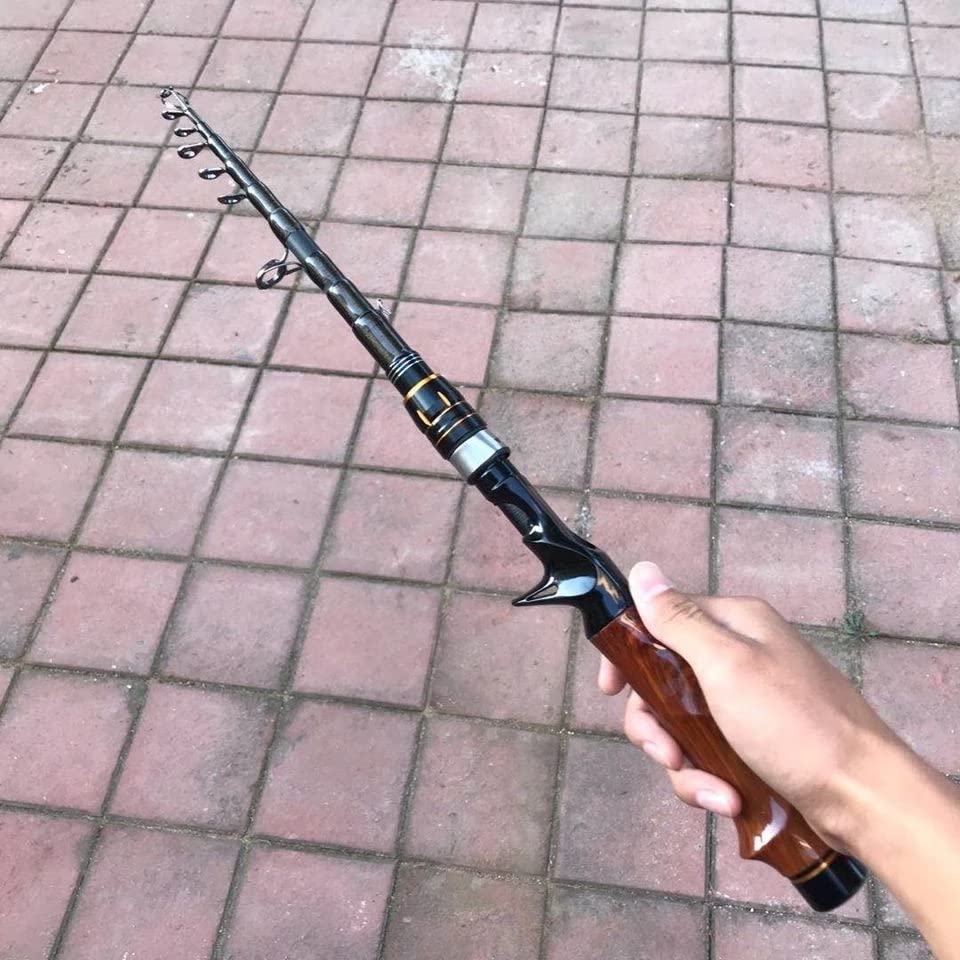 2.7m Lure Rod Casting Telescopic Fishing Rod Wooden Handle Portable High Carbon Carbon Trout Rod Pole Lure 5-20g ( Color : D , Size : 2.7 m )