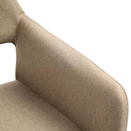 HOMCOM Dining Chairs Set of 2 Home Modern Accent Armchair for Bedroom Living Room with Fabric Surface and Solid Wood Legs, Taupe
