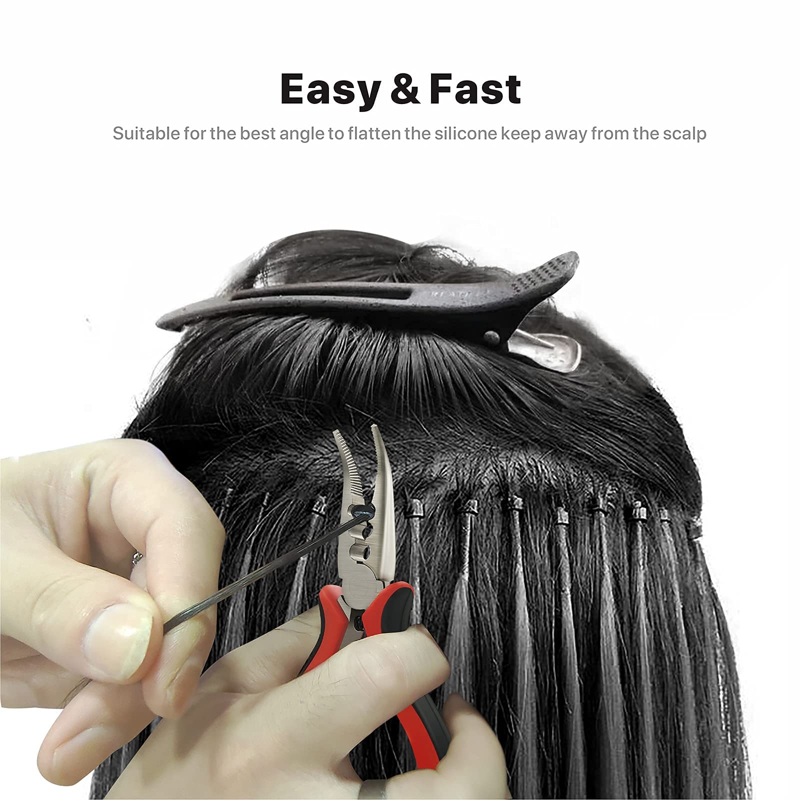 konovo Microlinks Hair Extensions Kit, Professional Tools with Hair Extension Pliers, Bead Threader, Micro Links Silicone Rings Bead 400PCS