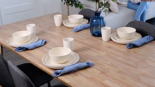 Wheat Straw Dinnerware Sets (16pcs) Beige-Unbreakable Microwave Safe-Lightweight Bowls, Cups, Plates Set-Reusable, Eco Friendly,Dishwasher Safe,Wheat Straw Plates,Wheat Straw Bowls, Cereal Bowls