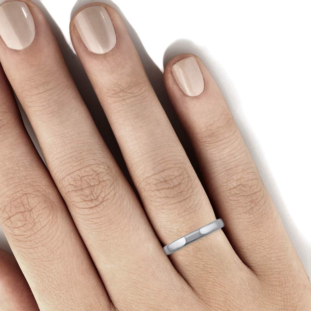 14K White Gold 3mm Plain Wedding Band (Ring Size 9)