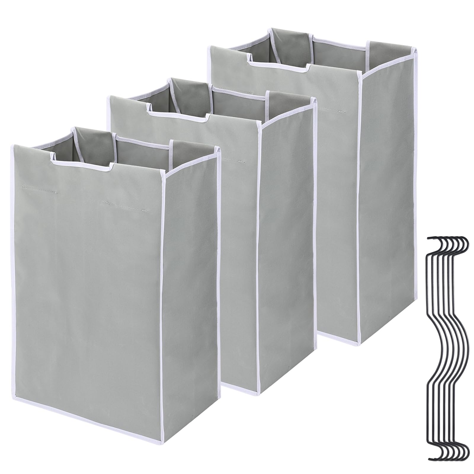 3 Bag Laundry Sorter Replacement Bags, Augot Large Hamper Cart Removable Replacement Bags with 6Pcs Carry Handle, Laundry Organizer Storage Replacement Bags 21“H×15“L×9”W (No Hangers )