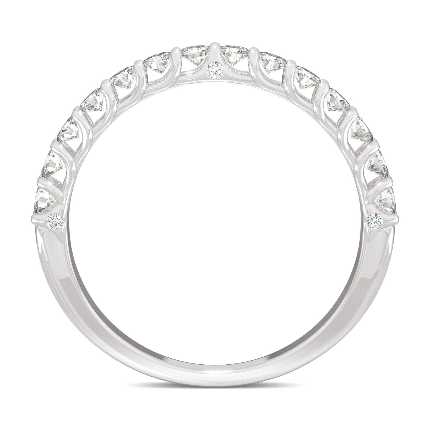 14K White Gold 2mm Round Moissanite Trellis Wedding Band-size 7 0.45cttw DEW by Charles & Colvard