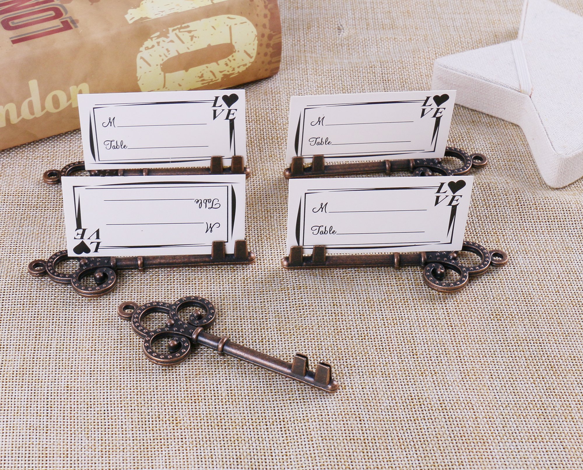 40pcs Antique Skeleton Key Shaped Wedding Favor Rustic Decoration Photo Holder Key to Your Heart