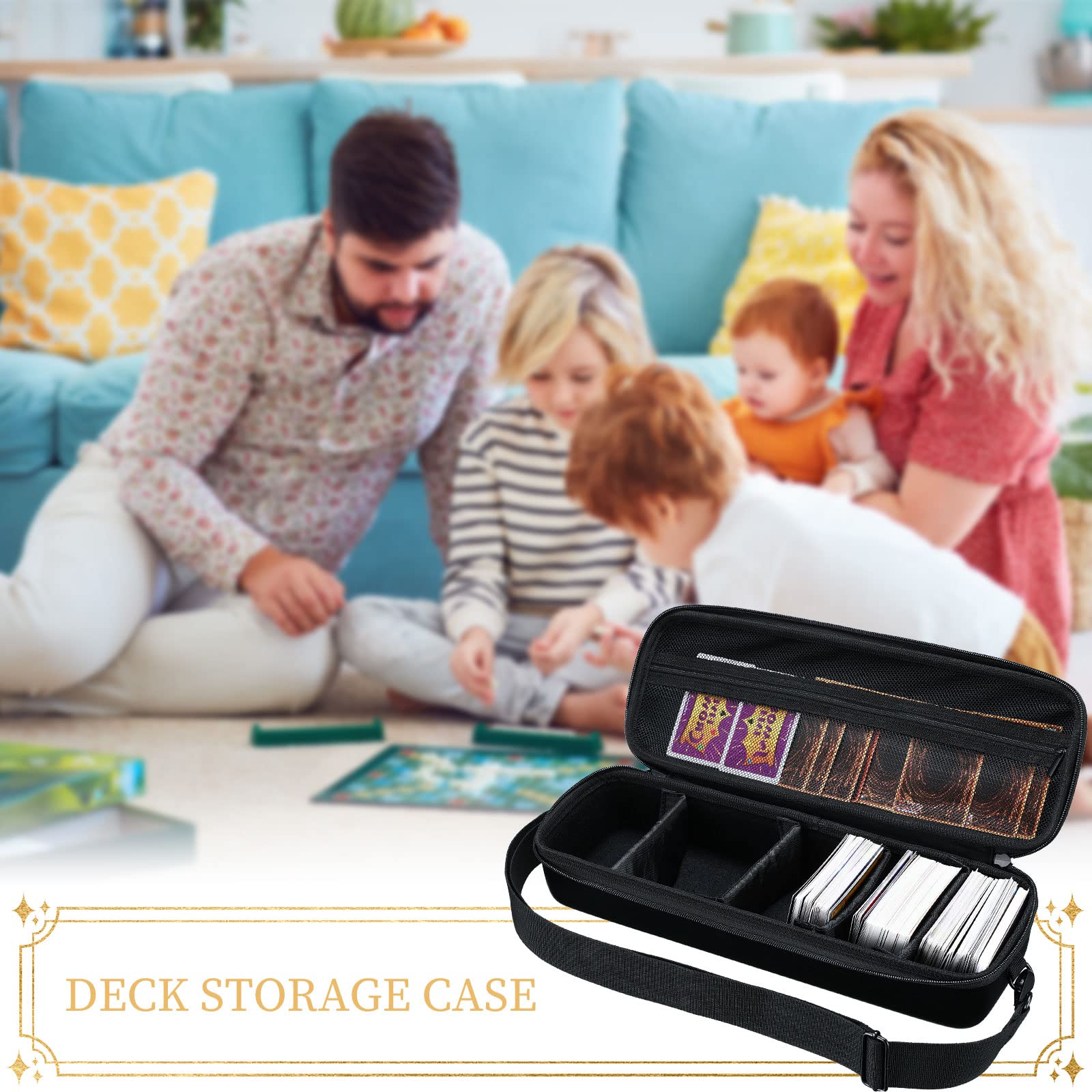2 Pieces Deck Card Box Storage Holds up to 1500 Cards, Trading Card Carrying Case with Shoulder Strap PU Leather Deck Card Storage Box Collection Large Hard Game Card Case Compatible with Mtg Cards
