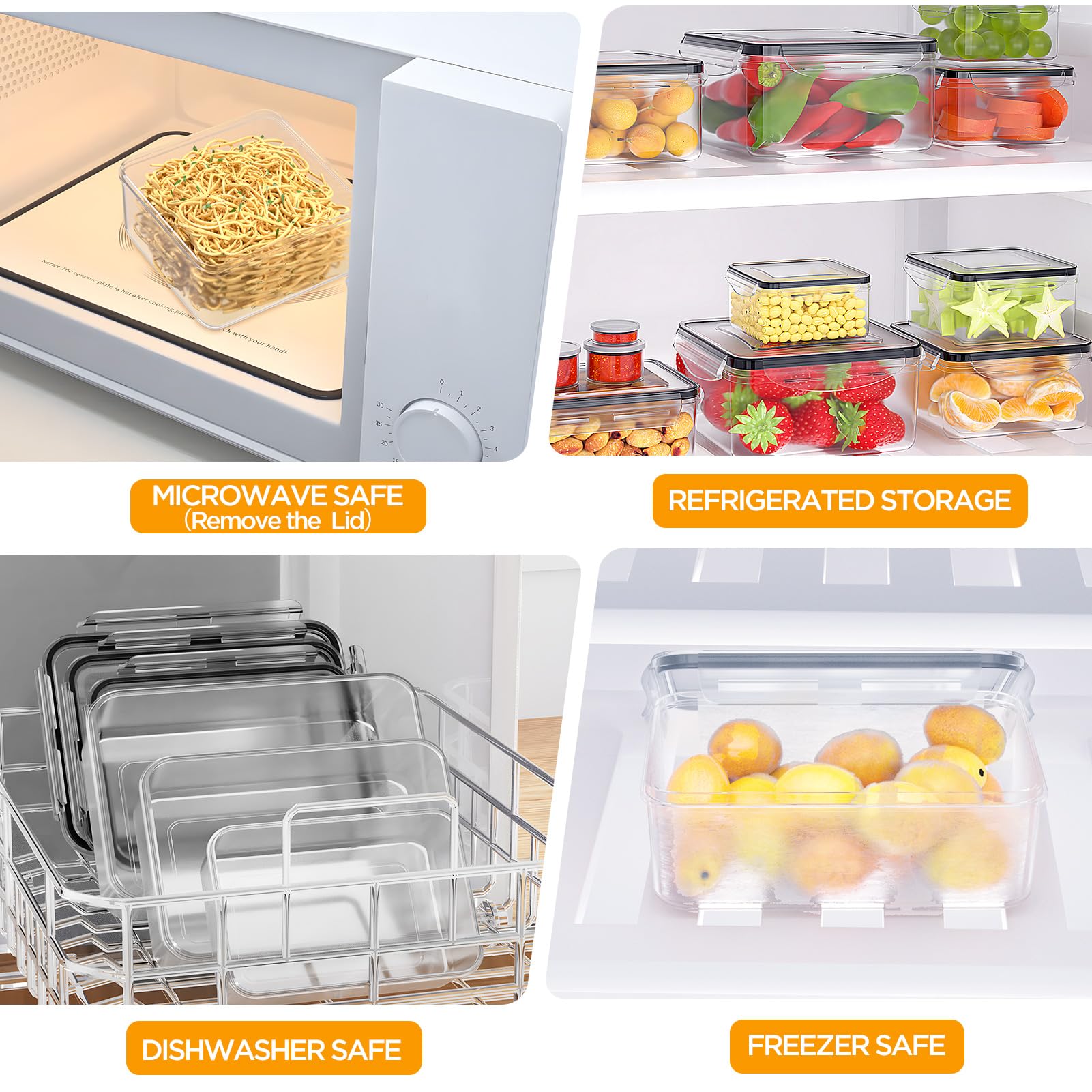 20 PACK Food Storage Containers with Lids Airtight, Larger Leakproof Plastic Meal Prep Containers Stackable Reusable for Kitchen Organization storage with Labels & Pen, BPA-Free, Microwave Safe