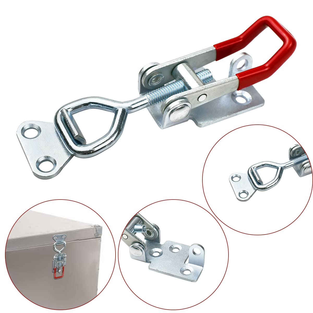 2 PCS Heavy Duty Toggle Clamp Latch 4002 Adjustable Latch Hardware, 551Lbs Holding Capacity, Quick Release Pull Latch Clamp for Box Case Trunk, Industrial EquiIpment, Smoker Door and More (4.9inch)