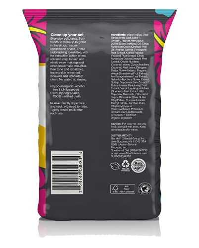 Alba Botanica Hawaiian Detox Towelettes, Anti-Pollution Volcanic Clay, Fragrance Free, 25 Count (Packaging May Vary)