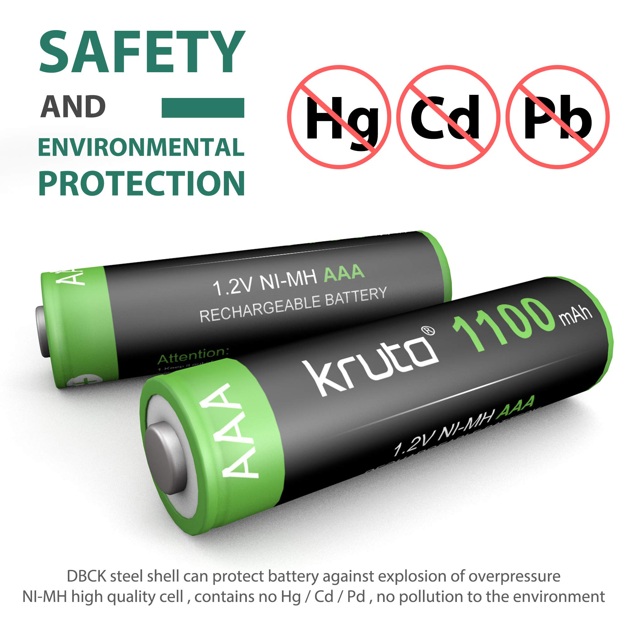 Kruta Solar Lights Batteries AAA 1100mah High Capacity 1.2V Ni-MH Rechargeable AAA Solar Battery for Outdoor Solar Lights, Battery String Lights, TV Remotes, Wireless Mouses (AAA1100 Pack 12)