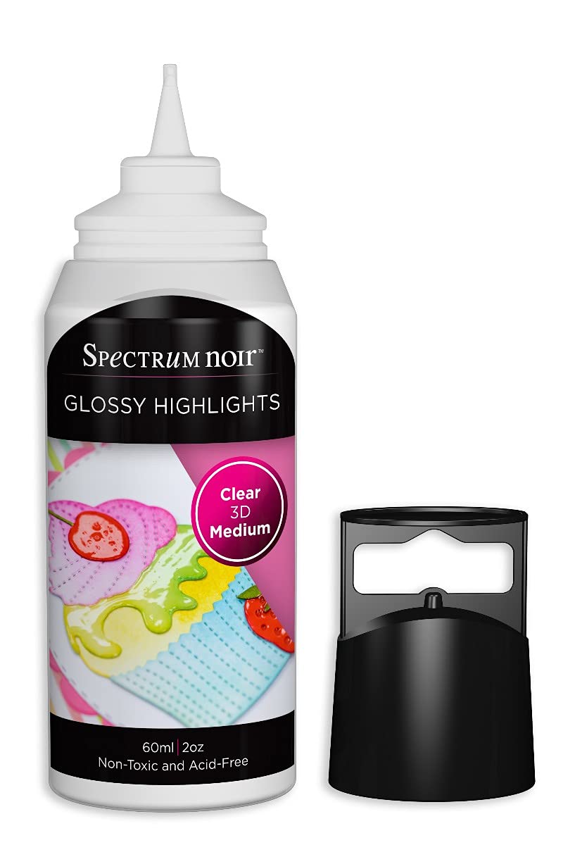 Spectrum Noir SN-GLHI-CL60 Glossy Highlights Clear 3D Medium-Dries to A Hard, Protective Finish-60ml Bottle